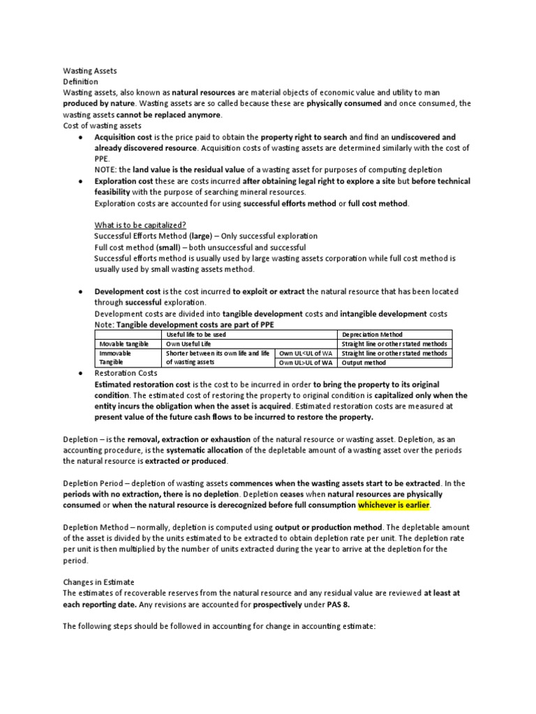 Wasting Assets | PDF | Cost | Business Economics