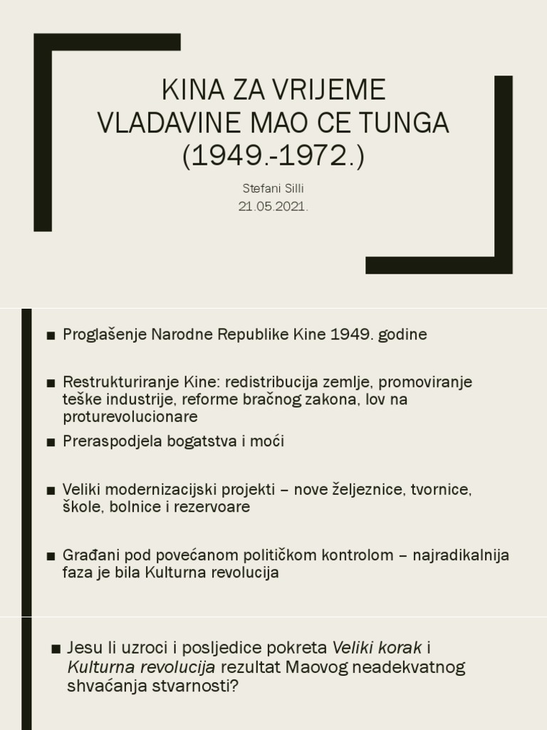 Kina Za Vrijeme Mao Ce Tunga | PDF