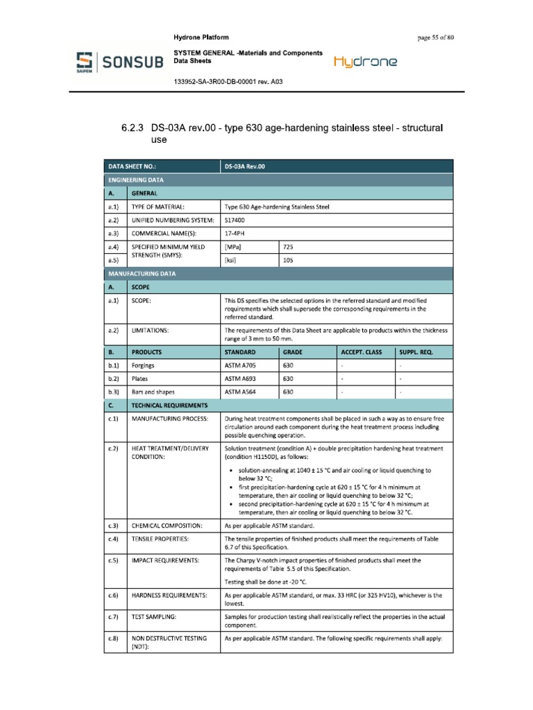 Datasheet Inox 17.4PH - H1150D | PDF