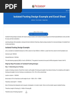 Isolated Footing Design Example and Excel Sheet | PDF | Bending | Column
