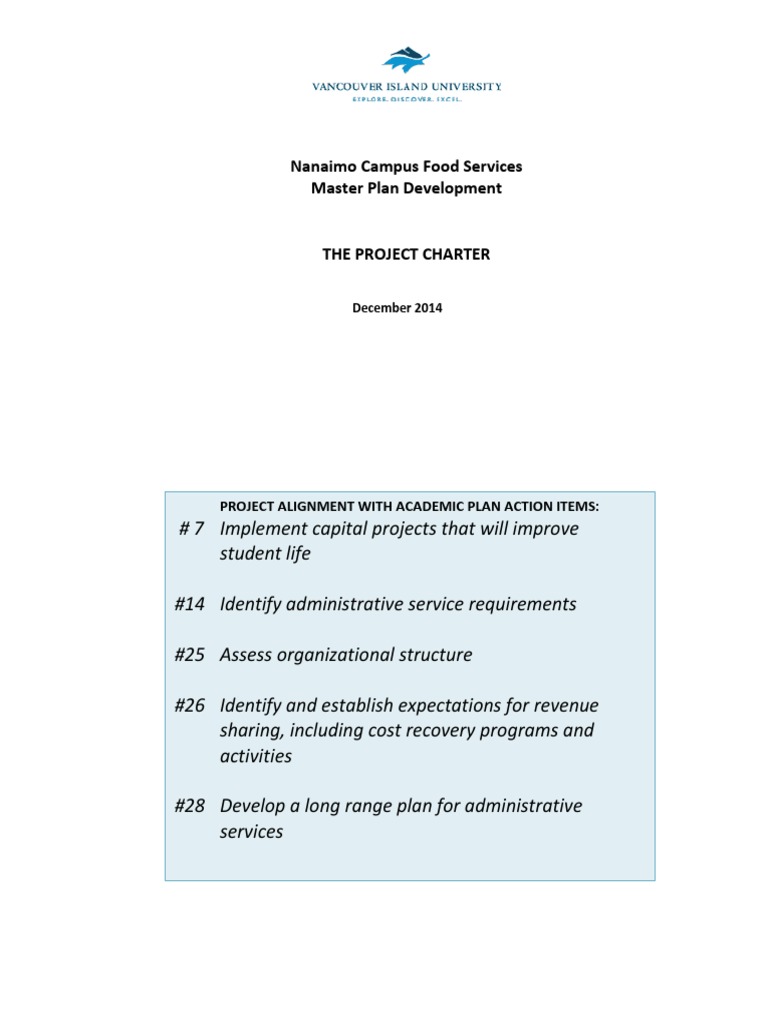Nanaimo Campus Food Services Master Plan Development: Project Alignment ...