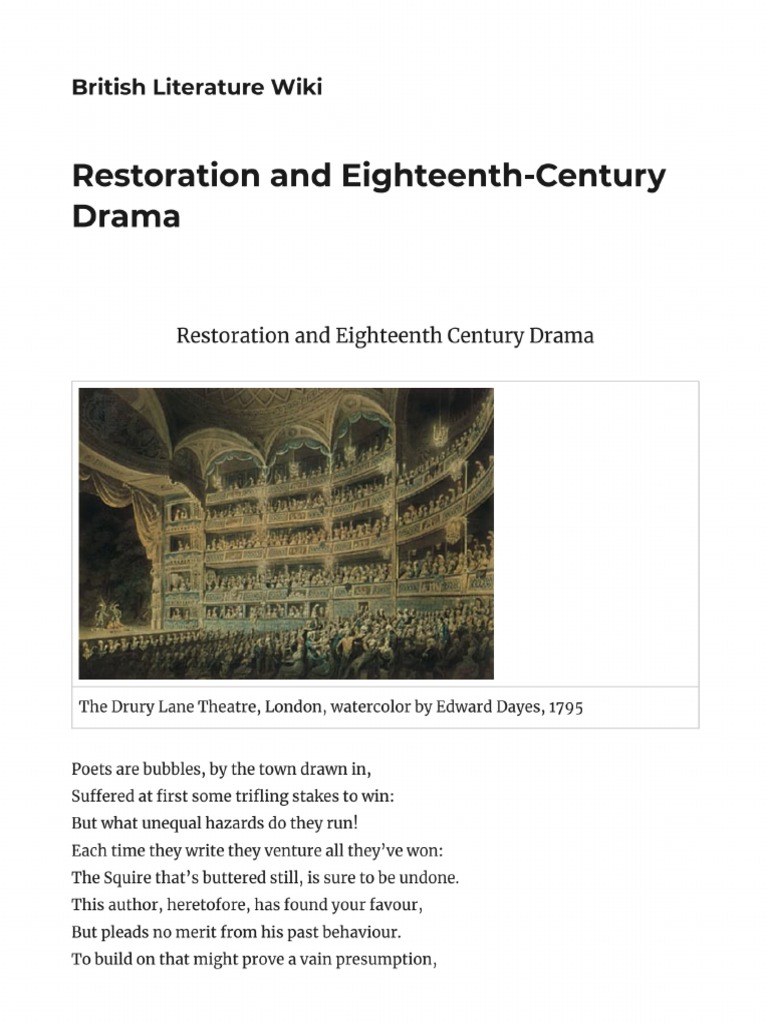 Restoration Drama | PDF