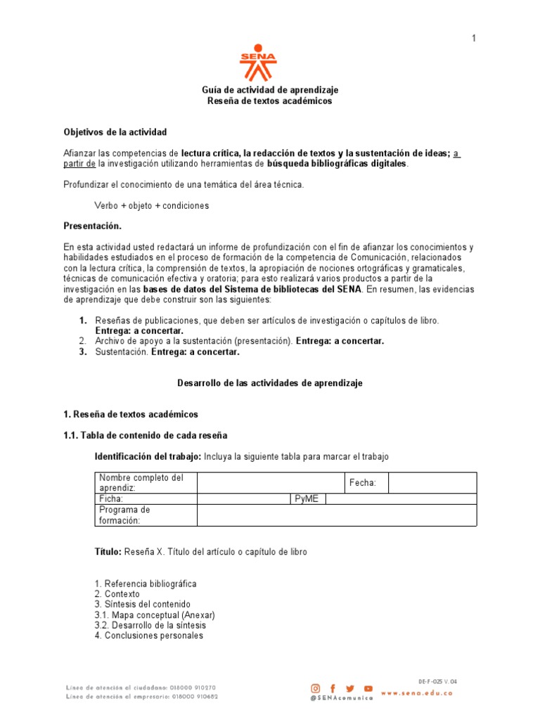 7. Guía de Actividad - Reseña textos académicos -SIG | PDF | Estilo apa ...
