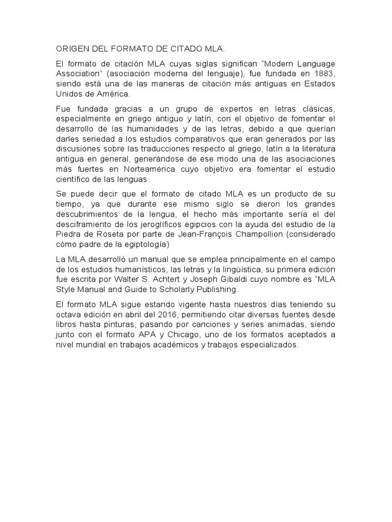 Origen e Historia Del Formato MLA | PDF