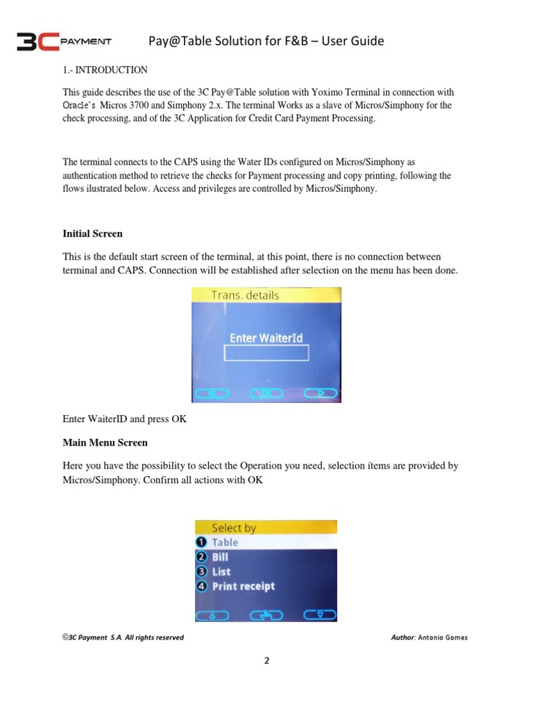 3C Pay@Table Guide v1.1 | PDF | Payments | Receipt