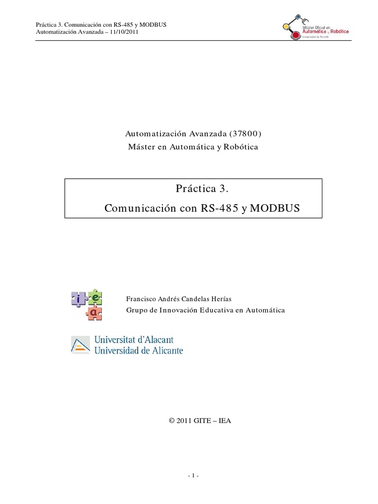 Práctica 3. Comunicación Con RS-485 y MODBUS: Automatización Avanzada ...