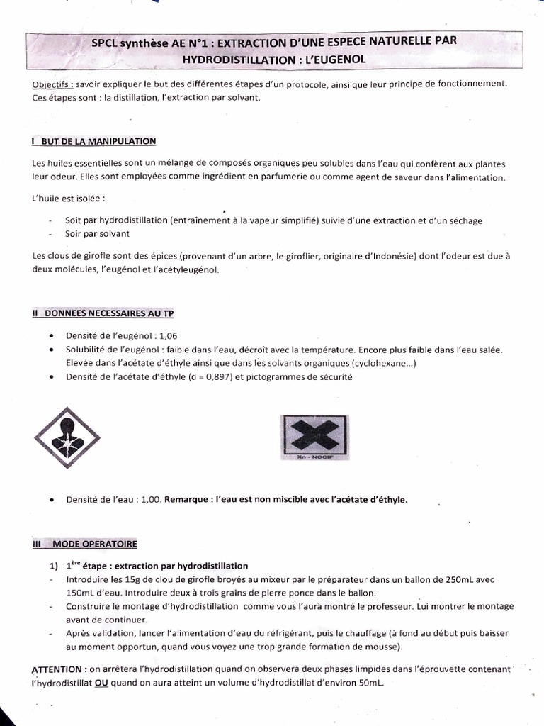 Synthese Ae 1 | PDF | Huile essentielle | Solvant
