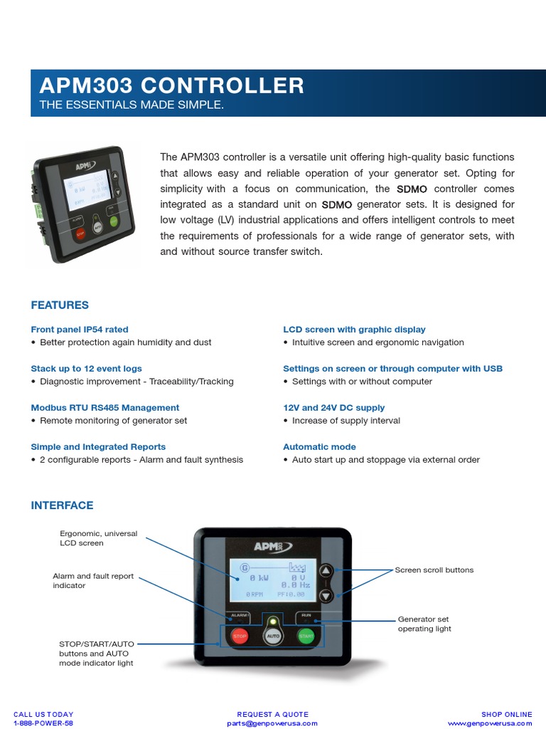 Apm303 Controller: The Essentials Made Simple | PDF | Electric Generator | Liquid Crystal Display