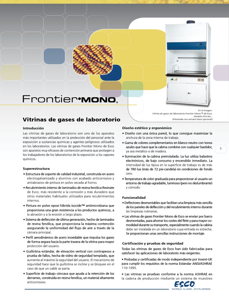 Catalogo Esco Serie EFH | PDF | Laboratorios | Materiales