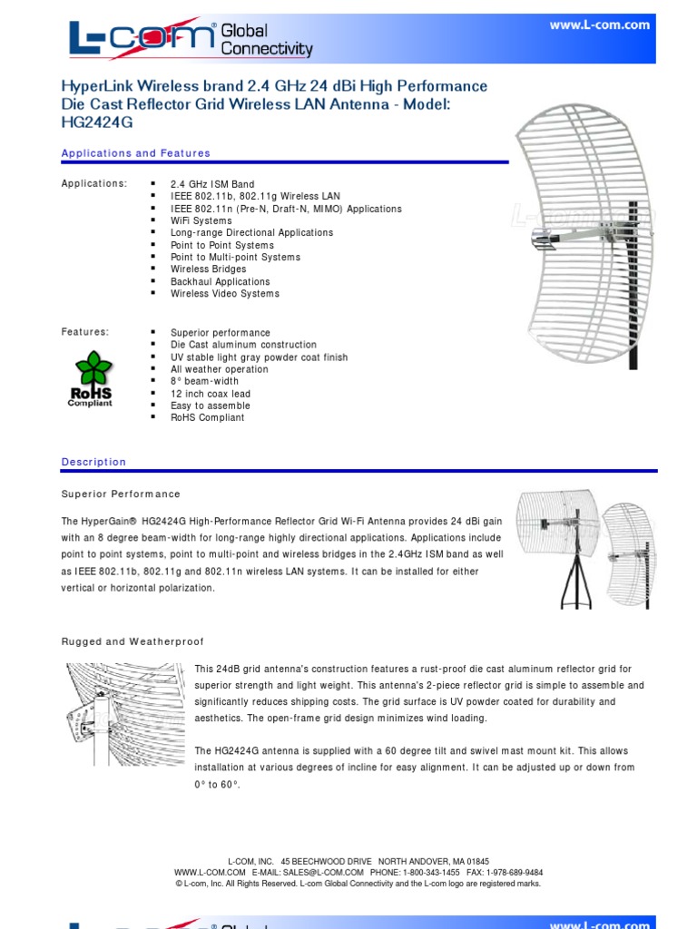Antena Hyperlink 2.4 | PDF | Wi Fi | Antenna (Radio)