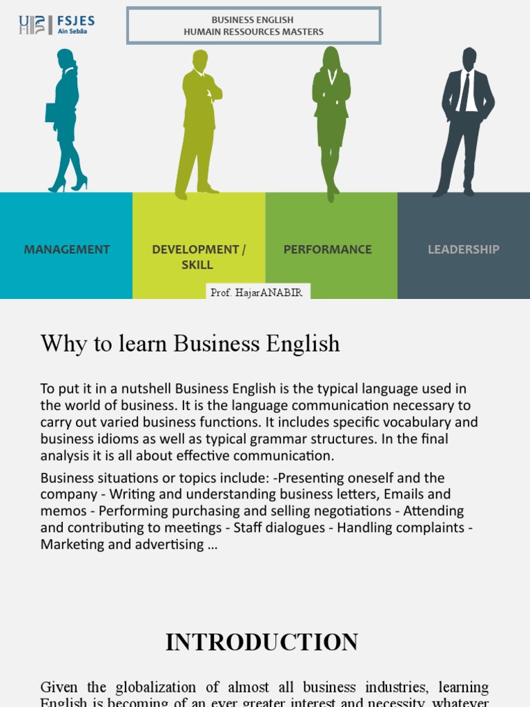 Management Development / Skill Performance: Business English Humain ...