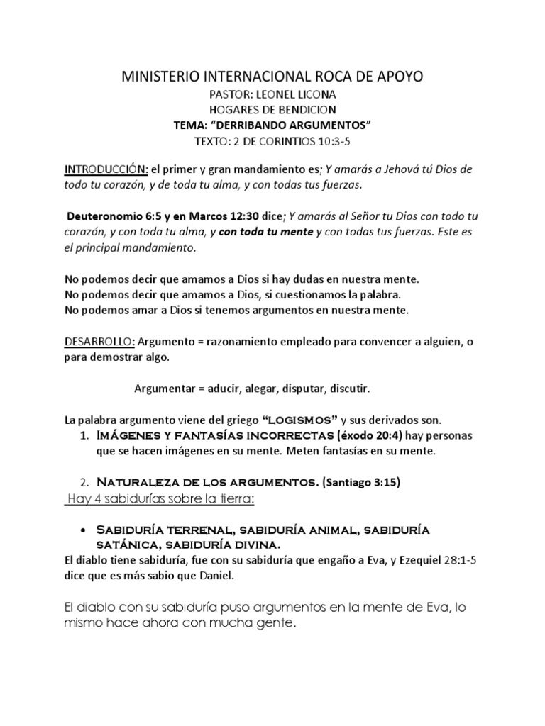 Derribando Argumentos | PDF | Diablo | Creencia religiosa y doctrina