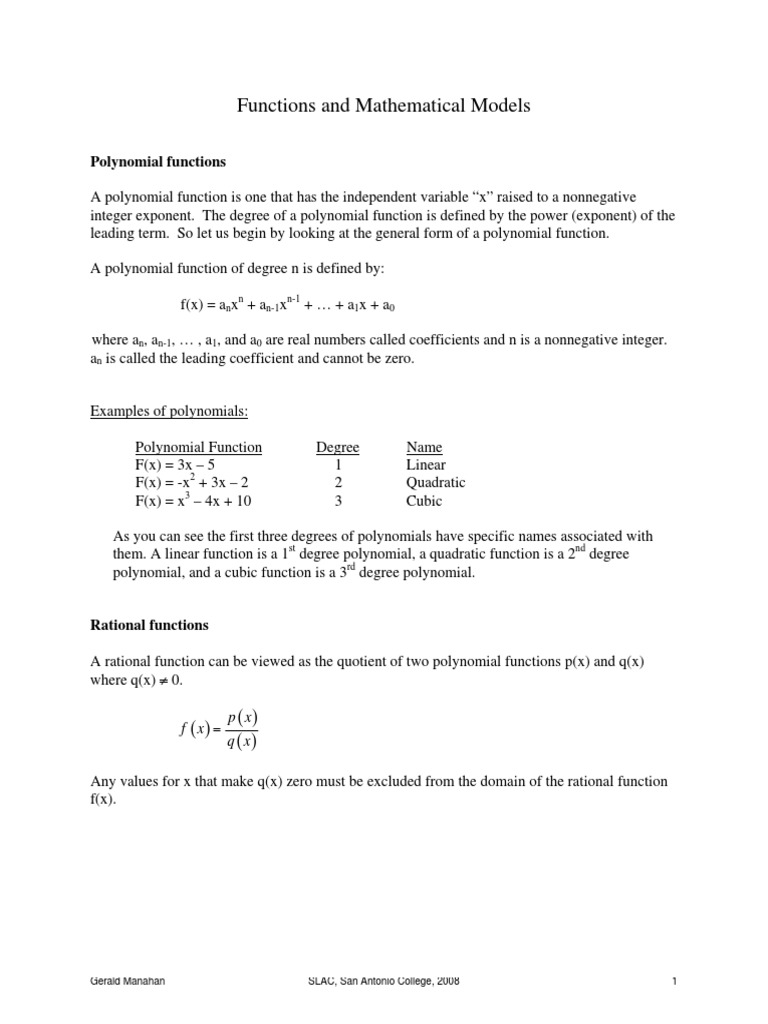 Math1325 Functions and Models | PDF | Polynomial | Function (Mathematics)