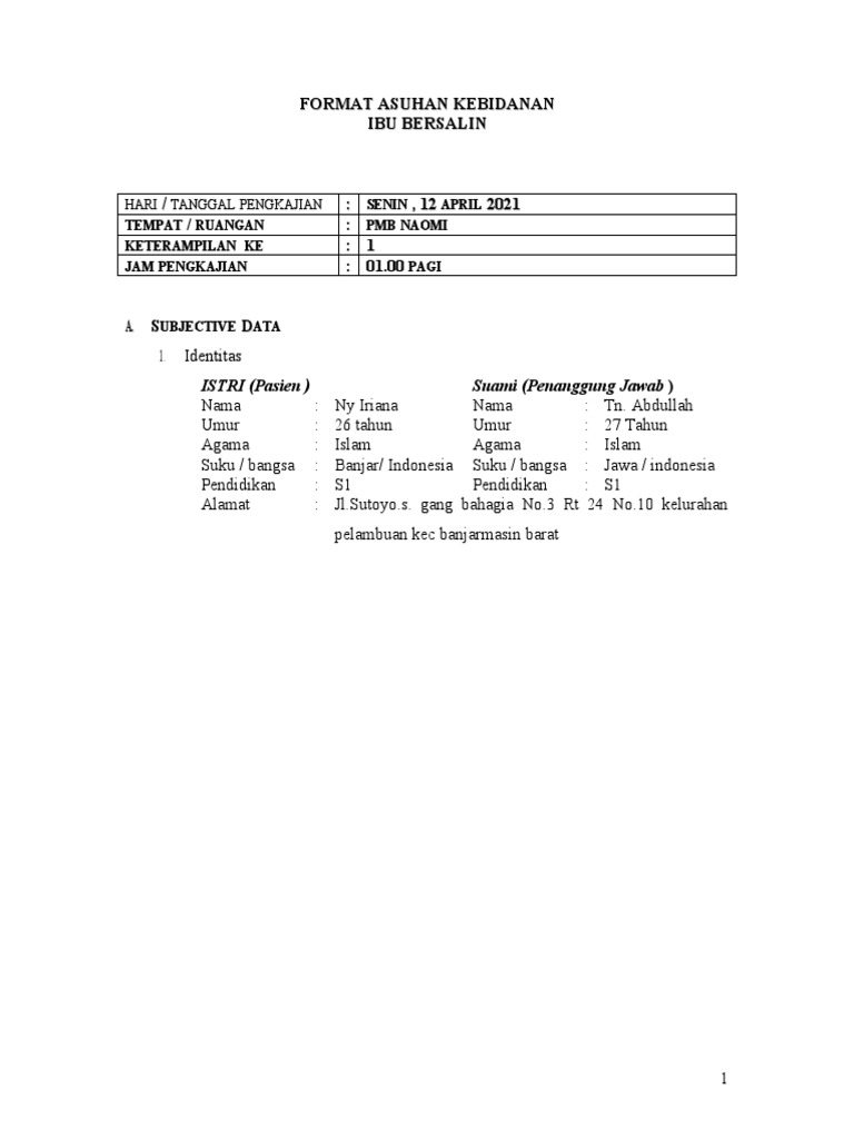 Contoh Askeb Komplementer Ibu Hamil | PDF