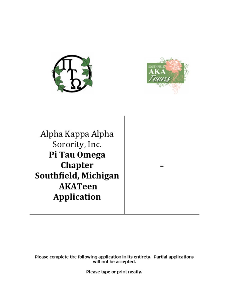 AKATeen Organization Application | PDF | Fraternities And Sororities ...