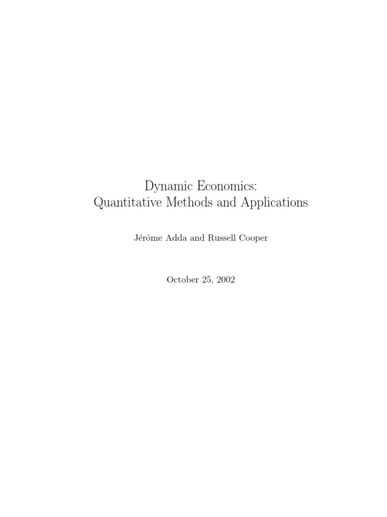 Jérôme Adda - Dynamic Economics | Download Free PDF | Mathematical Optimization | Dynamic ...