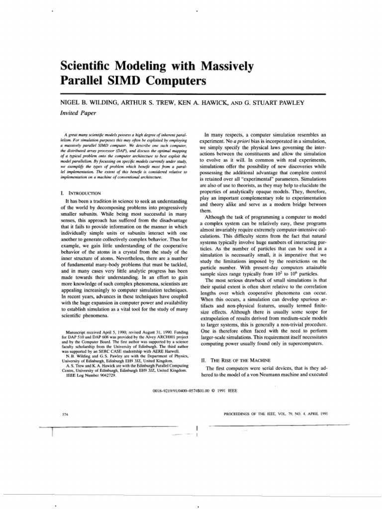 Scientific Modeling With Massively Parallel SIMD Computers | PDF | Parallel Computing ...