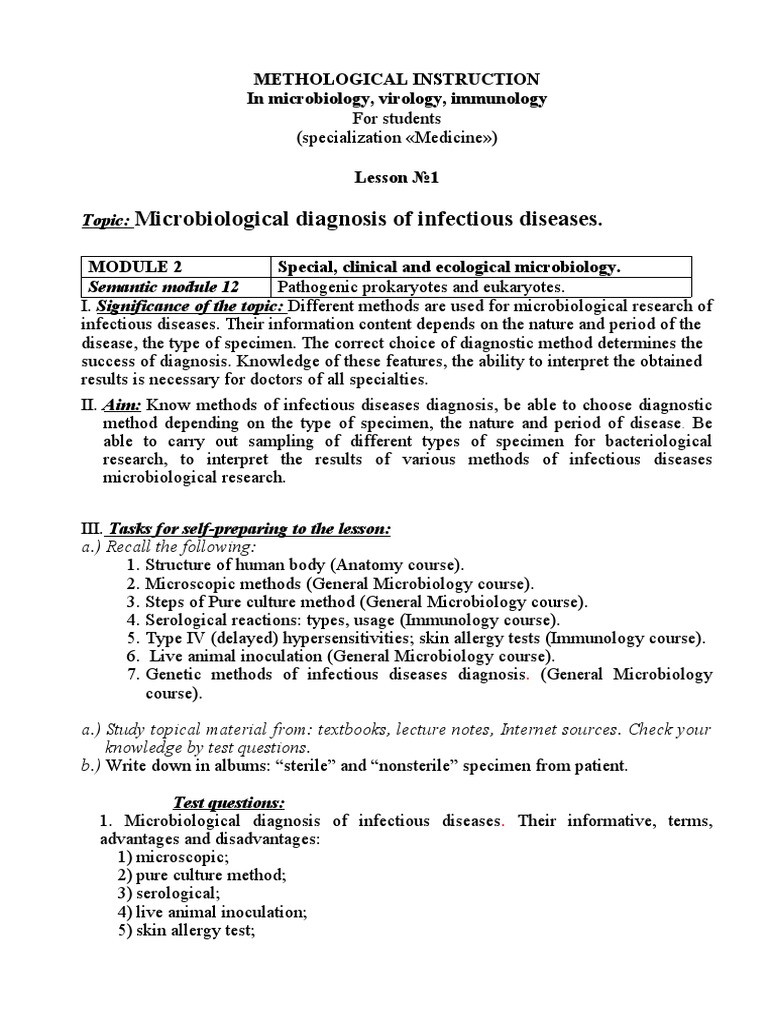 Methodological Instructions - Module 2 | PDF | Streptococcus | Infection