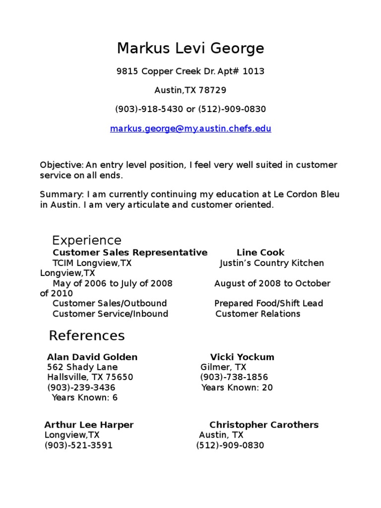 Resume of Markus Levi George | PDF