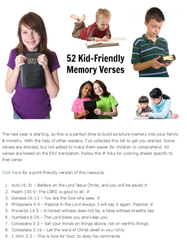 50 Scripture Memory Verses for Families and Ministries - A Helpful List ...