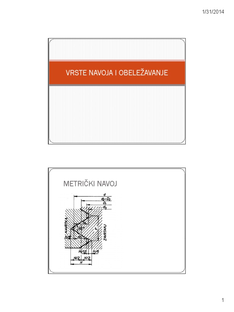 02 - VRSTE NAVOJA I OBELEZAVANJE (Compatibility Mode) | PDF