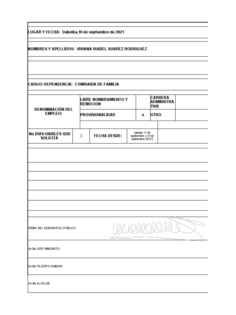 Formato Solicitud Permiso Comisiones 2021 | PDF