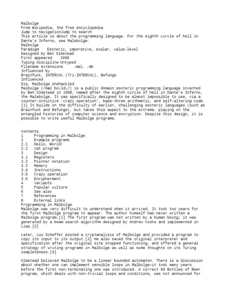 Malbolge | Download Free PDF | Software Development | Computer Engineering