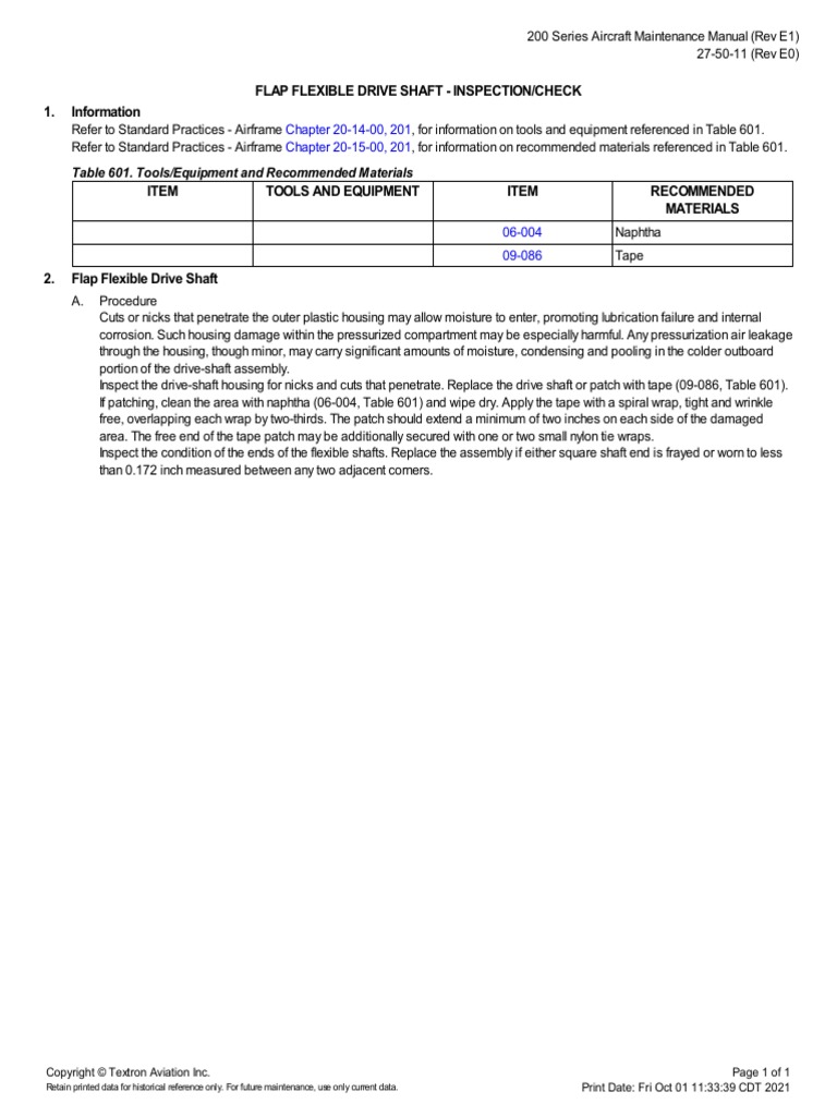 5 Flap Flexible Drive Shaft - Inspectioncheck 27-50-11 | PDF ...
