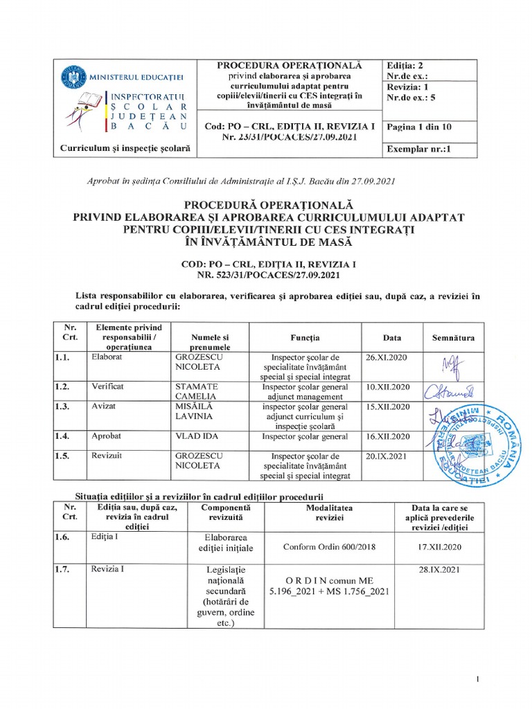 Procedura Elaborare Curriculum Adaptat Elevi CES | PDF