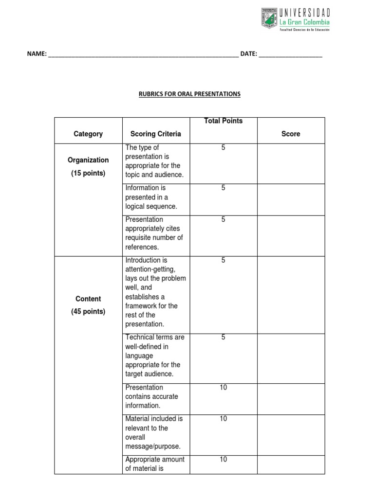 Oral Presentation Rubric Guide | PDF | Information | Communication