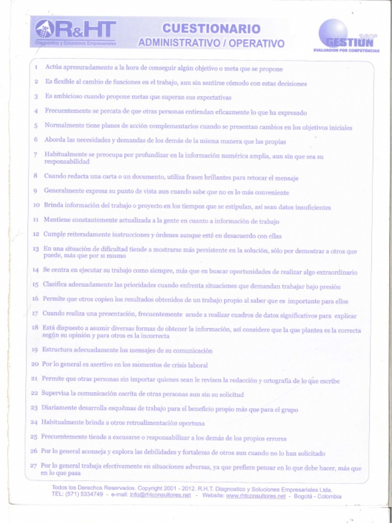 Prueba 360 RHT Administrativo | PDF