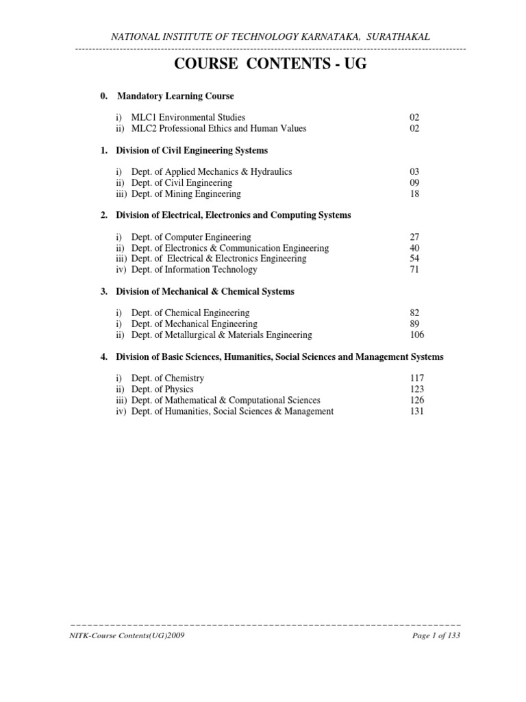 09NITK-UG-Course Contents-2009 | PDF | Geology | Geographic Information ...