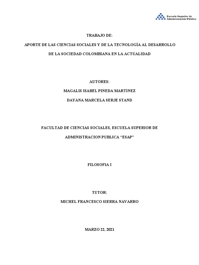 Ensayo de La Ciencia Social y La Tecnologia | PDF | Sociedad | Colombia