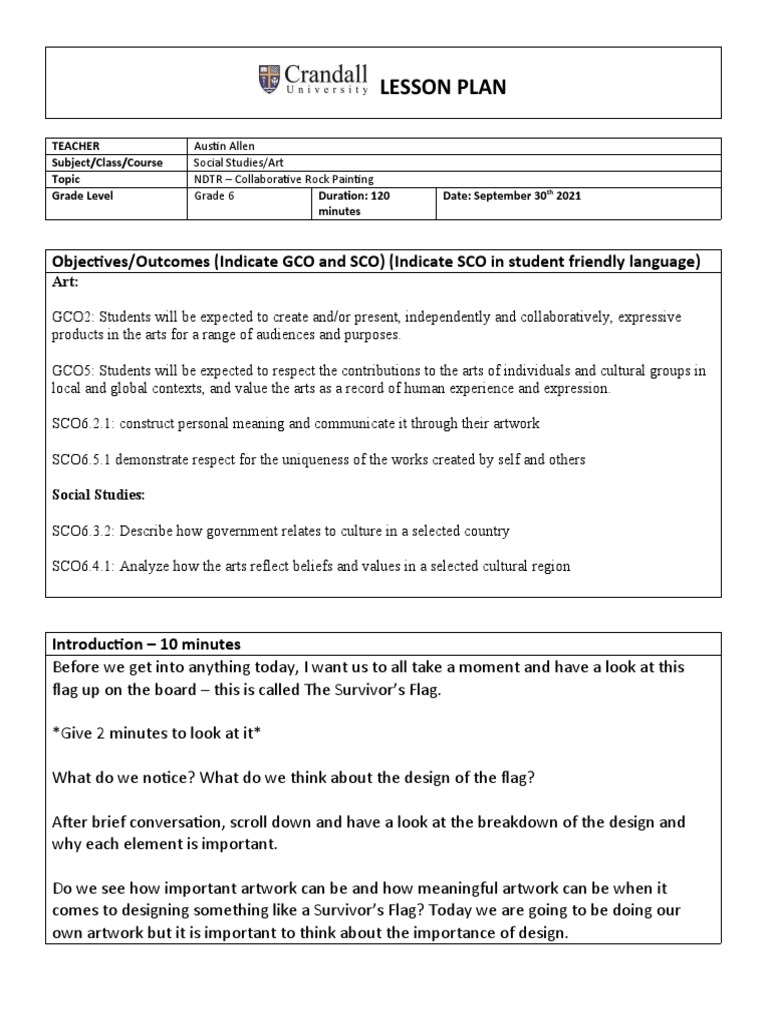 Rock Painting Lesson Plan | PDF | Lesson Plan | Paintings