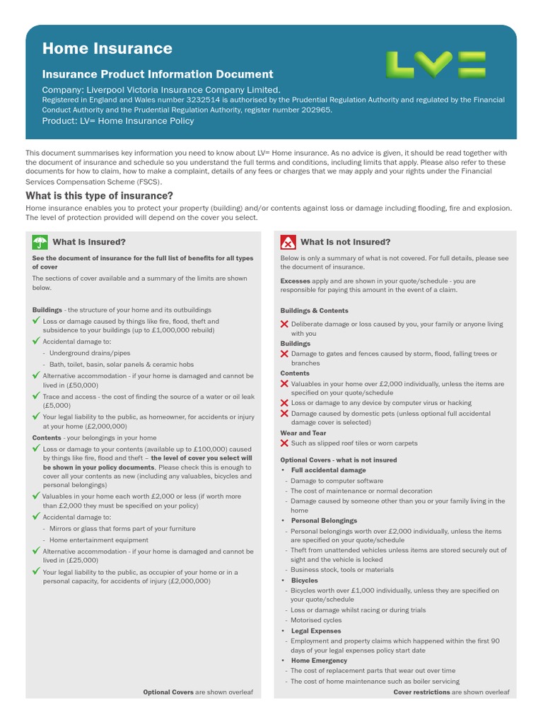 LV Home Ipid | PDF | Insurance | Home Insurance