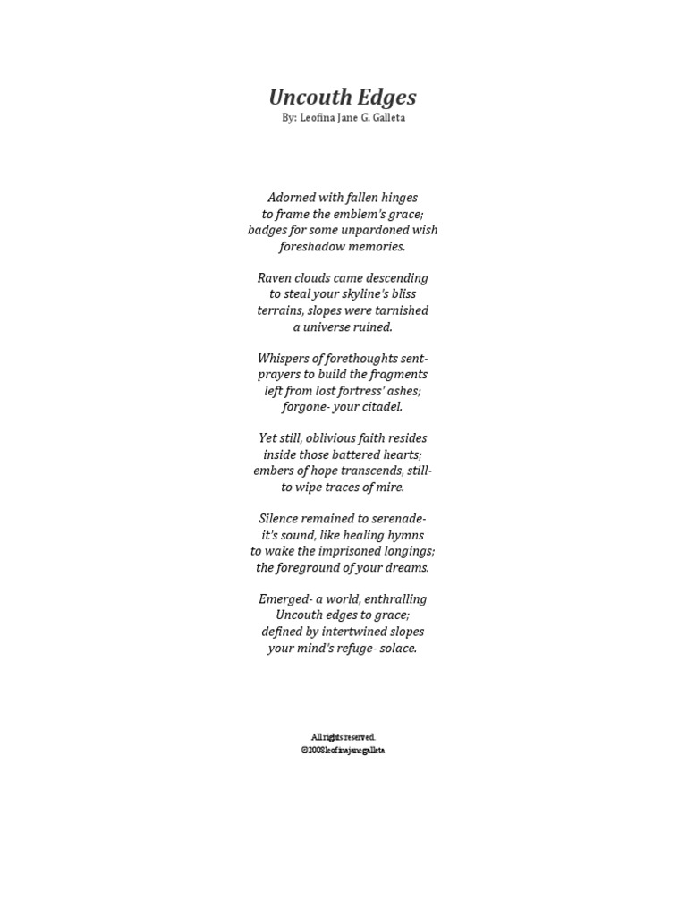 Defining Uncouth Edges in Poetry | PDF | Poetry
