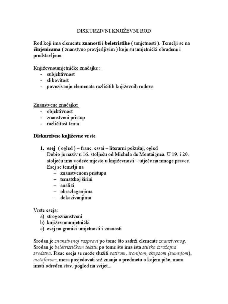 Diskurzivni Knjizevni Rod | PDF
