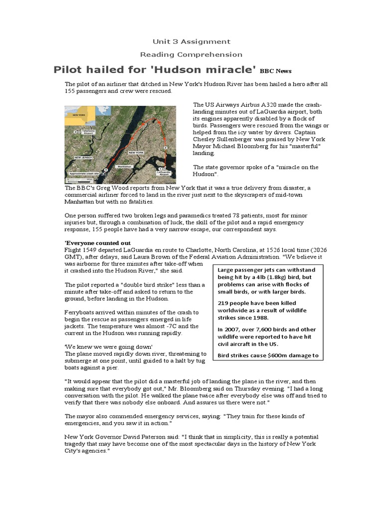 LEVEL 7 UNIT 3 ASSIGNMENT Reading Comprehension | PDF | Aviation ...