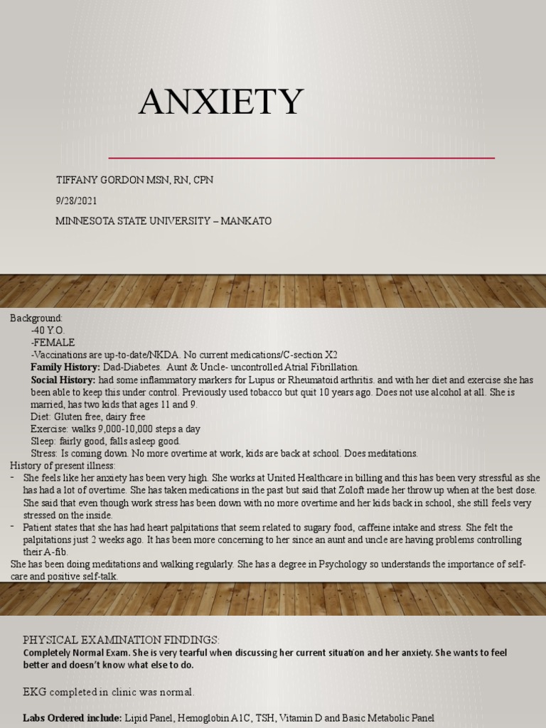 CASE PRESENTATION PP - Anxiety. Tiffany Gordon | PDF | Anxiety Disorder ...
