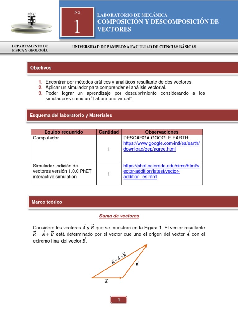 Guía 1 Composición Y Descomposición De Vectores Pdf Vector