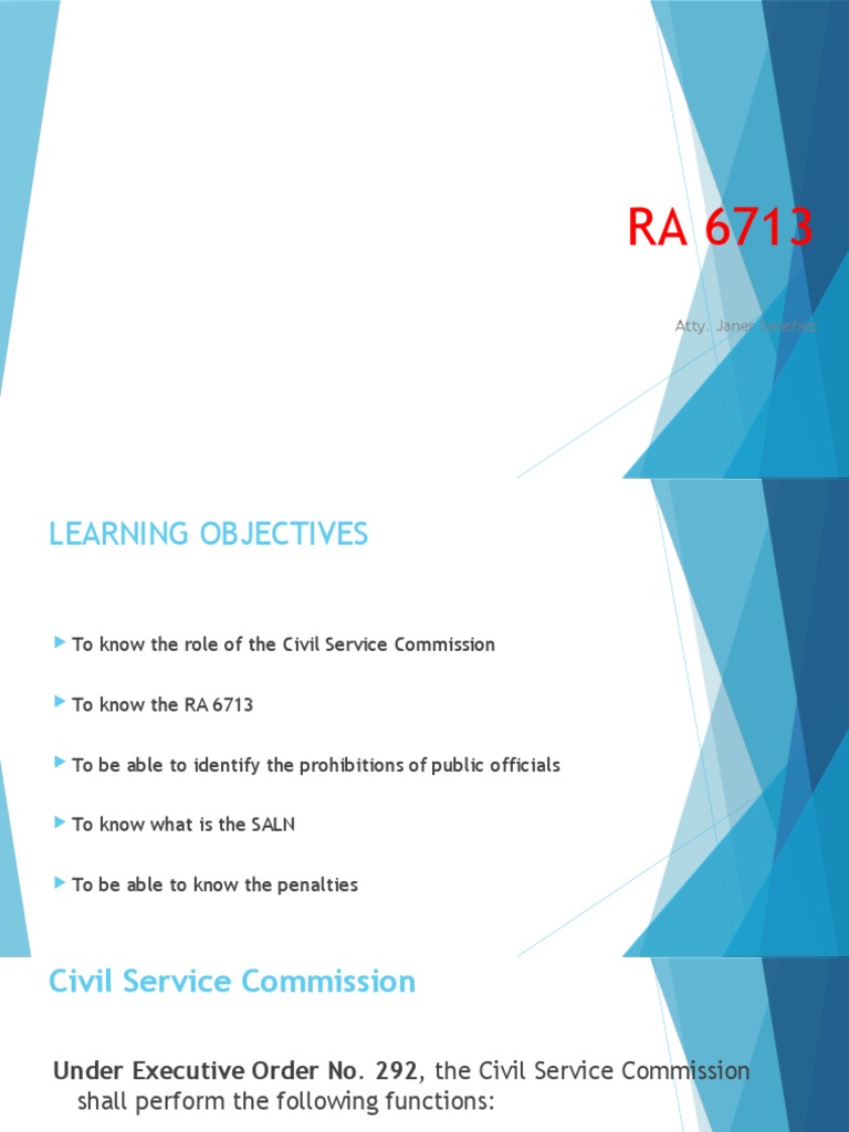 Ra 6713 | PDF | Employment | Civil Service
