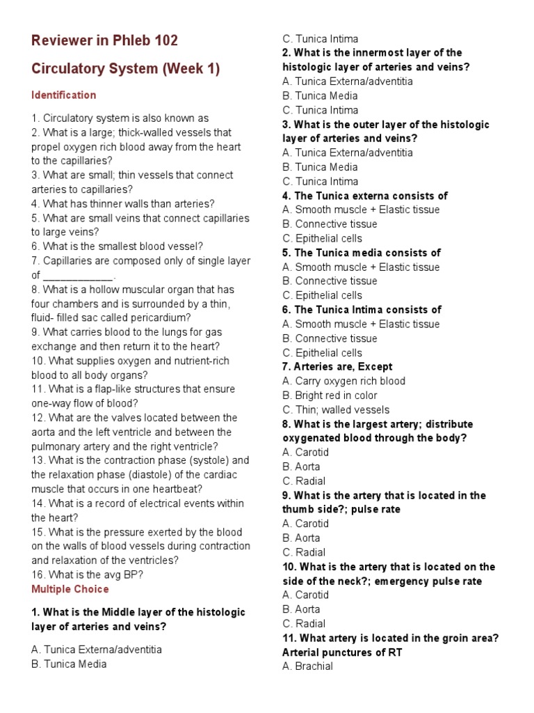 Phleb 102 Reviewer (Week 1) | PDF | Heart Valve | Ventricle (Heart)