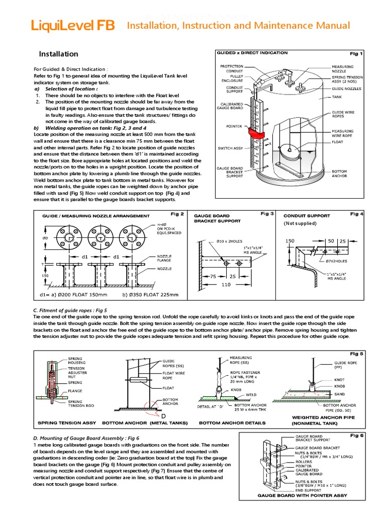 LiquiLevel Tank Indicator Installation Guide | PDF | Rope | Pipe (Fluid ...