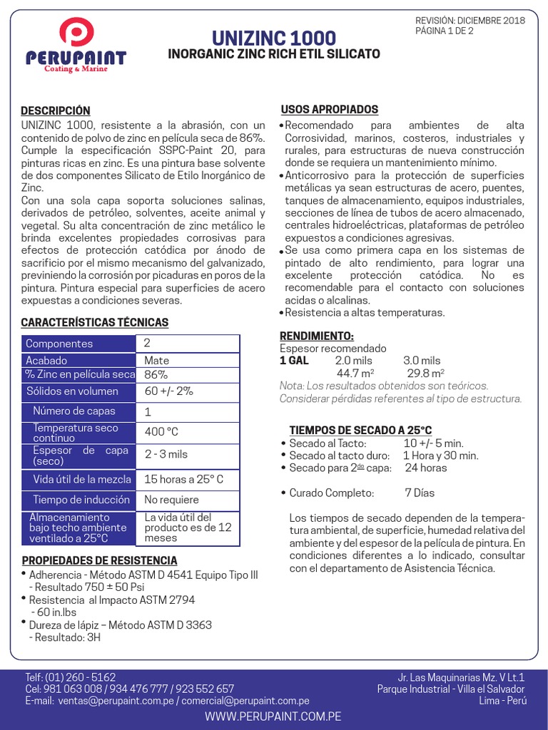 Unizinc 1000 | PDF | Zinc | Pintar