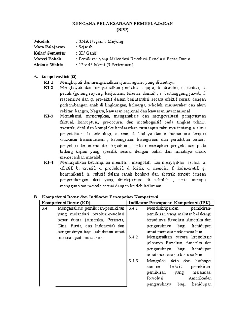 RPP.12 (Sejarah) | PDF