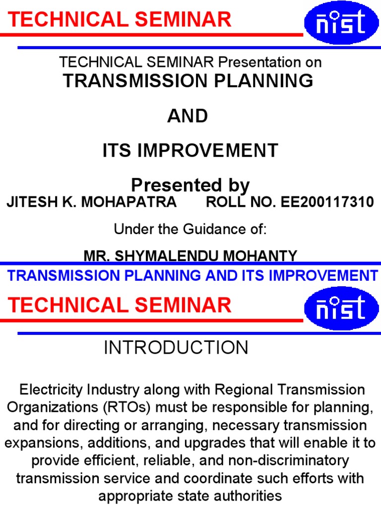 Transmission Planning AND Its Improvement Presented By: TECHNICAL ...