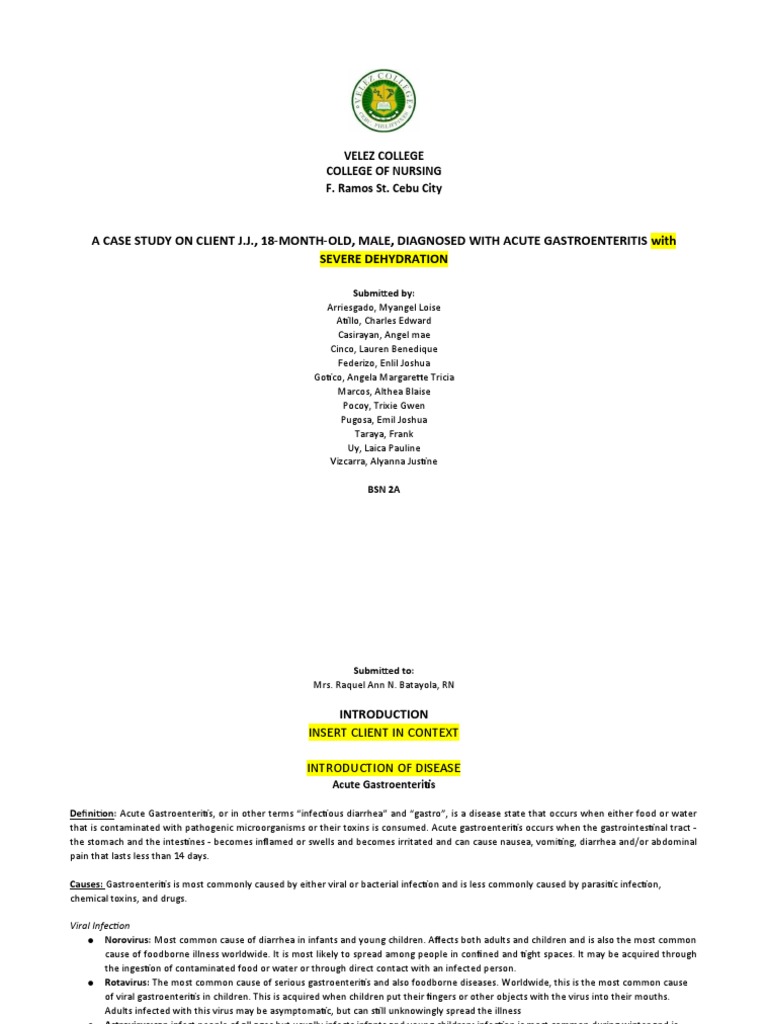 Acute Gastroenteritis Case Study: J.J. | PDF | Stomach | Pancreas