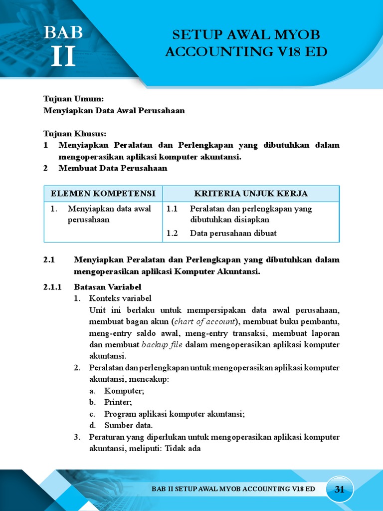 Modul Setup Awal Myob PT Bangkit Ind | PDF