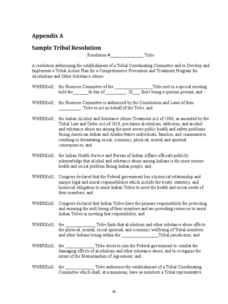 Appendix A Sample Tribal Resolution | PDF | Native Americans In The ...