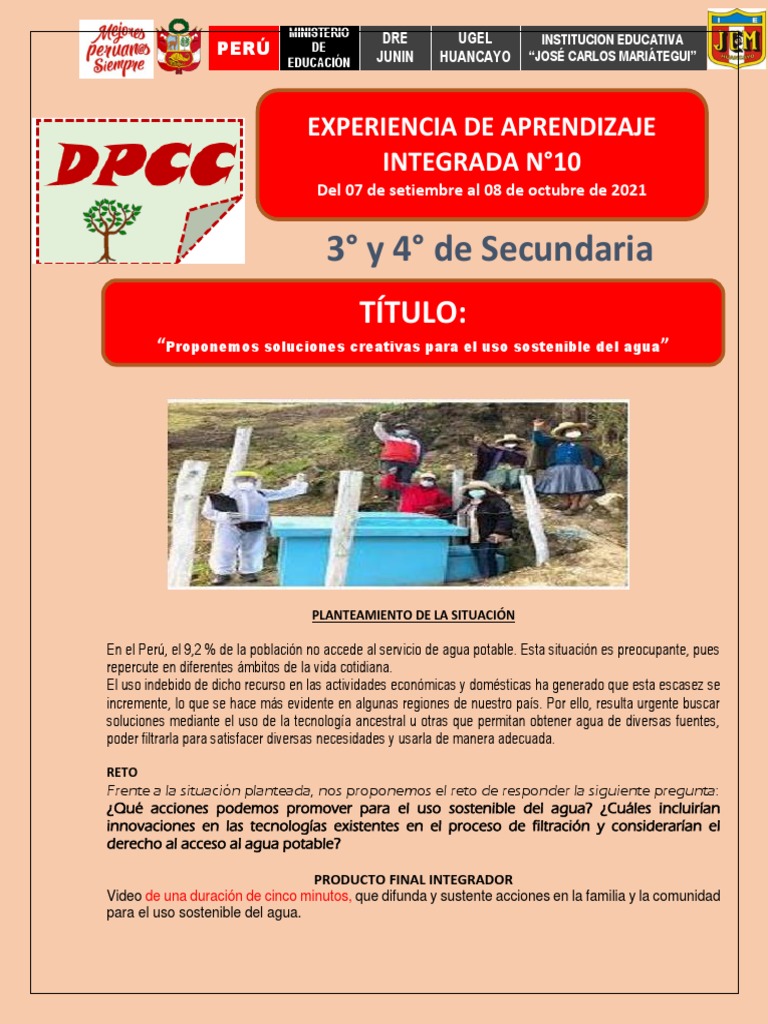 SEM 27 3° FICHA DE ACTIVIDAD 10-EDA 7 - DPCC 3° | PDF | Agua | Sustentabilidad